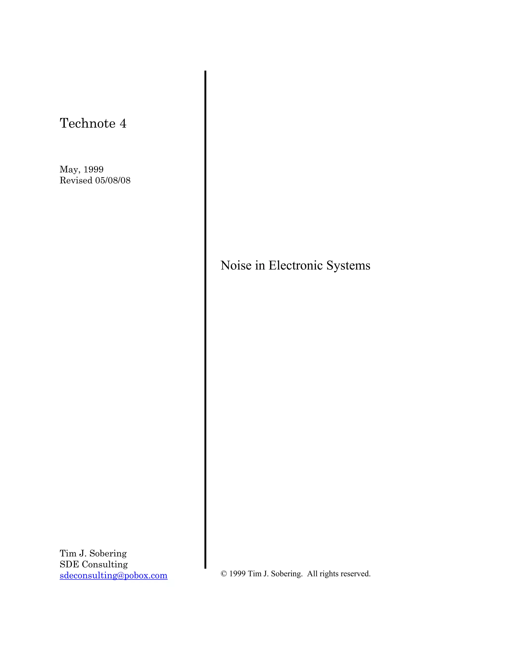 Noise in Electronic System | PDF