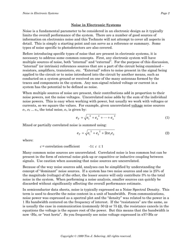 Noise in Electronic System | PDF | Computer Networking | Computing