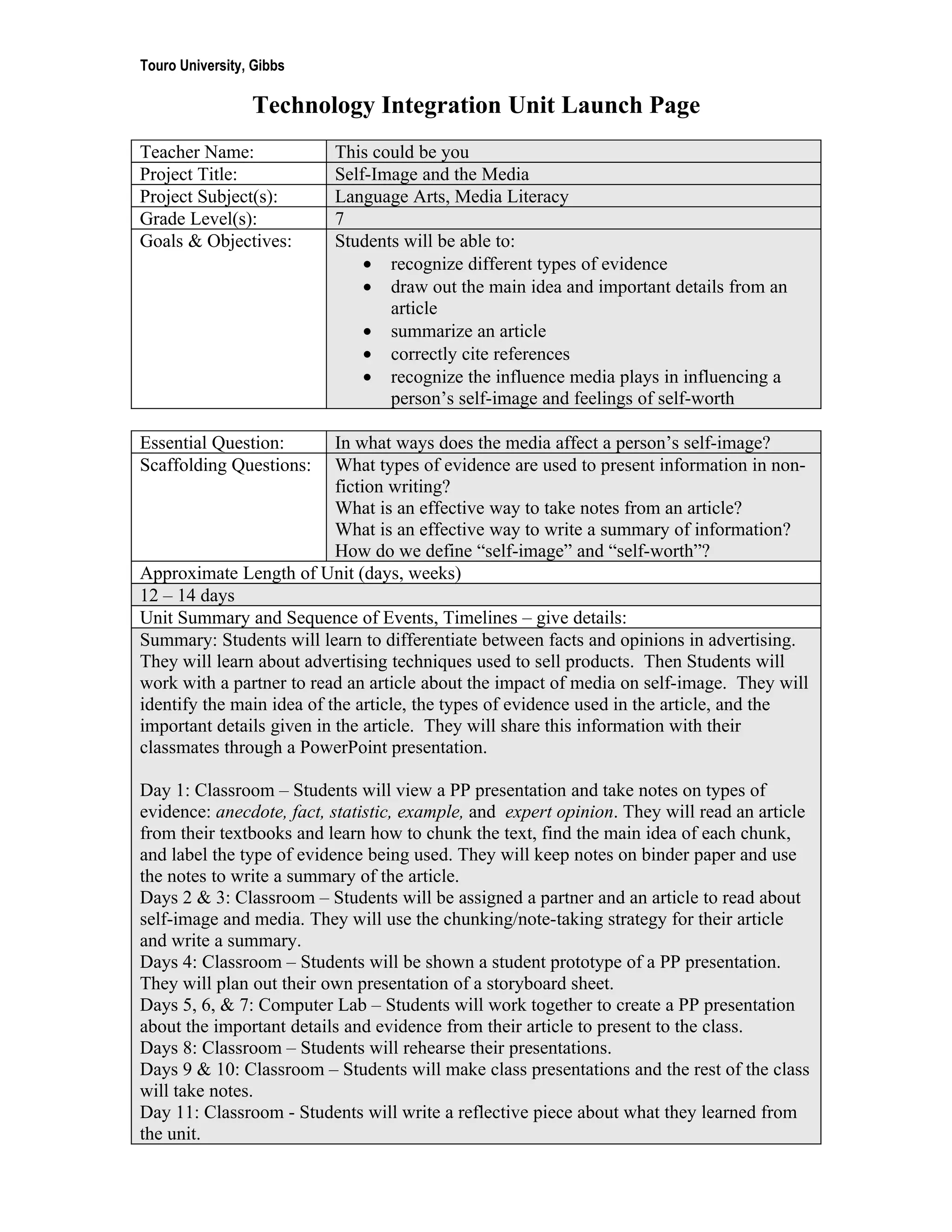 Tech Outline Demo Steve Gibbs | DOC