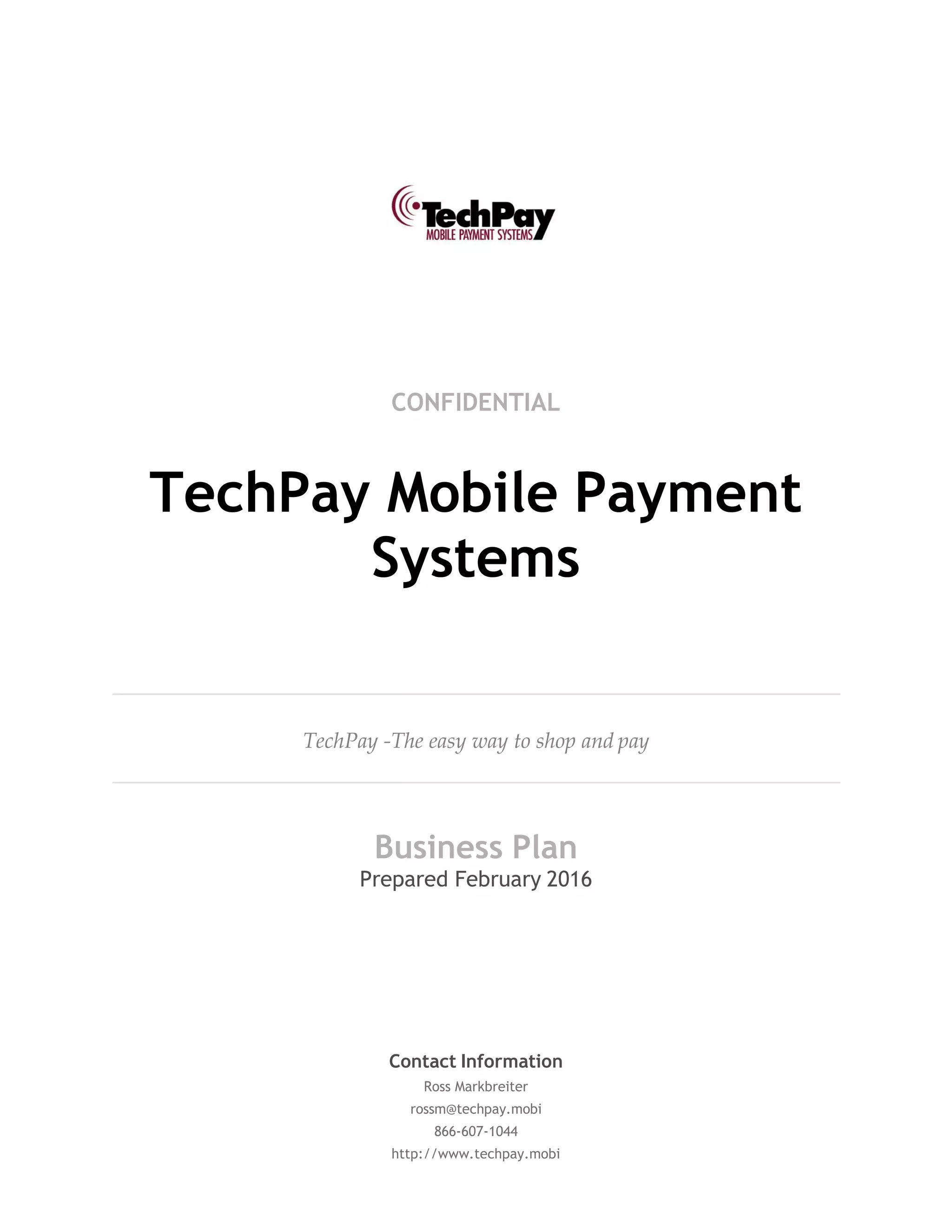 Techpay.mobi mobile payment systems business plan. | PDF