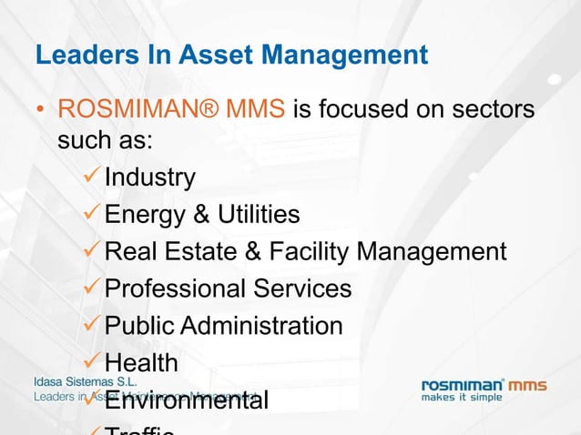 Corporate presentation IDASA SISTEMAS & ROSMIMAN MMS SOFTWARE | PPT