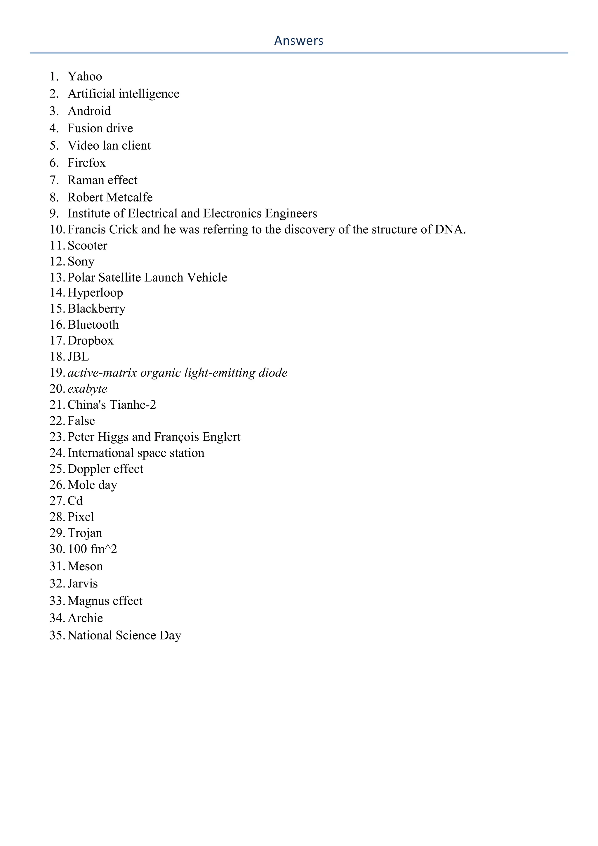 Tech Quiz Nov 19,2013 | DOCX | Technology & Computing