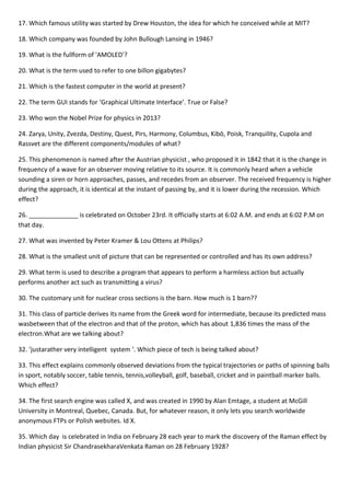 Tech Quiz Nov 19,2013 | DOCX | Technology & Computing