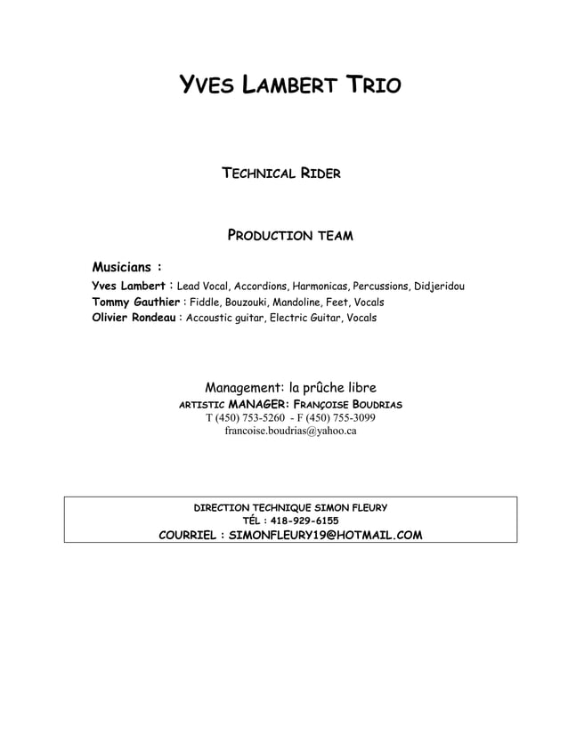 Tech rider yves lambert trio 2013 | PDF