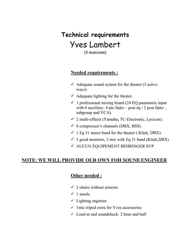 Tech rider yves lambert trio 2013 | PDF