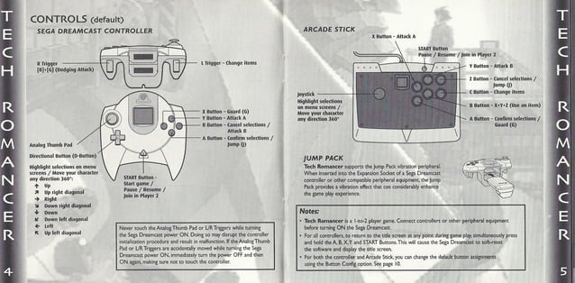 Tech romancer manual dreamcast ntsc | PDF