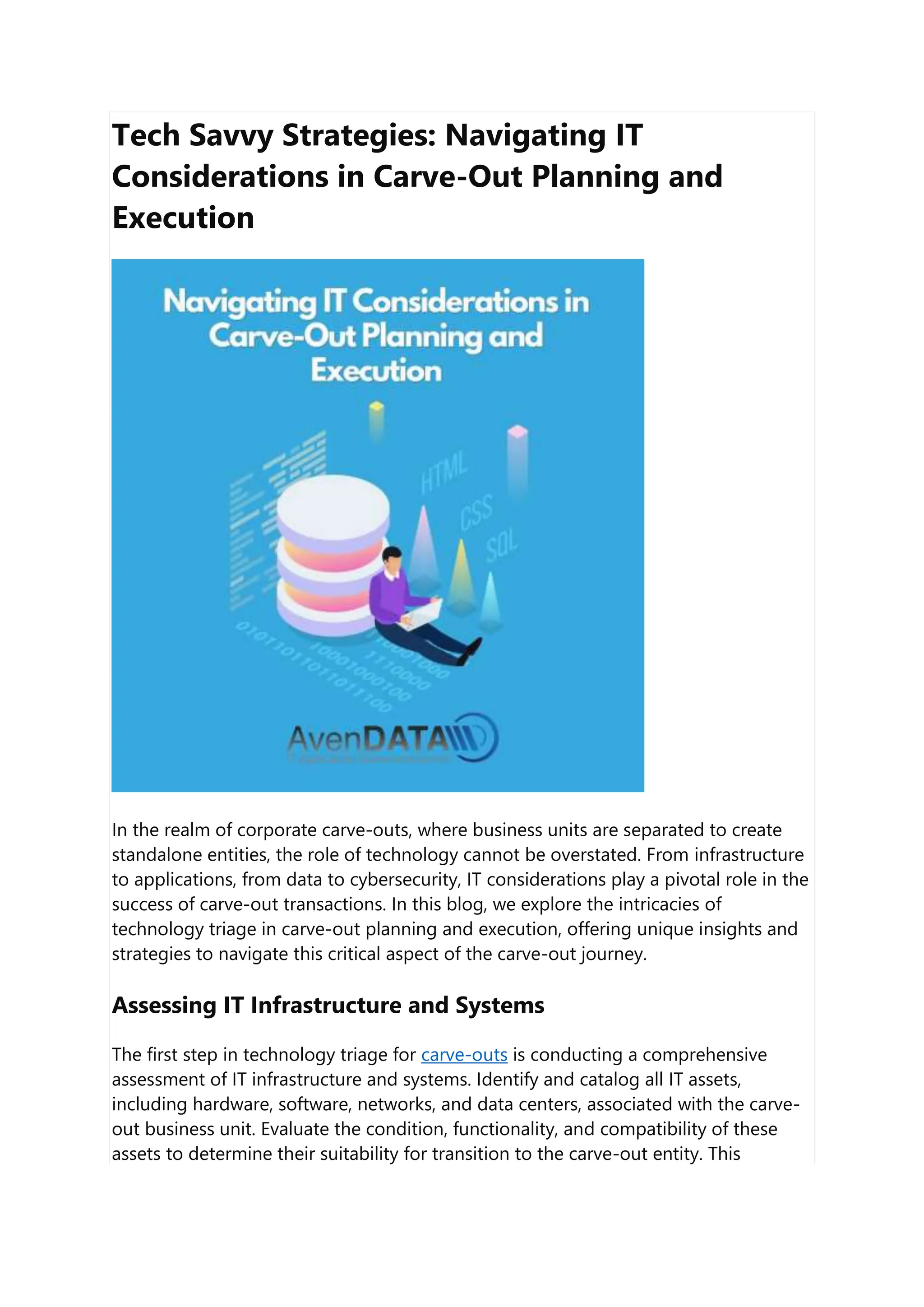 Tech Savvy Strategies Navigating IT Considerations in Carve-Out ...