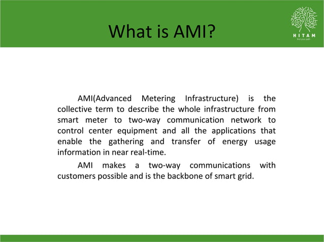 Advanced Metering Infrastructure (AMI) | PPT