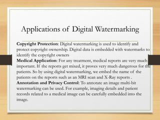 Digital watermarking techniques for security applications | PPT