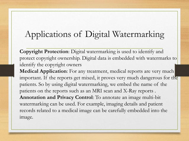 Digital watermarking techniques for security applications | PPT