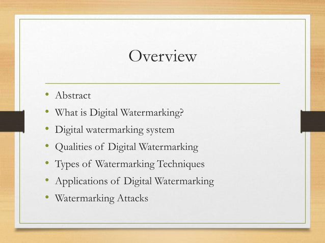 Digital watermarking techniques for security applications | PPT