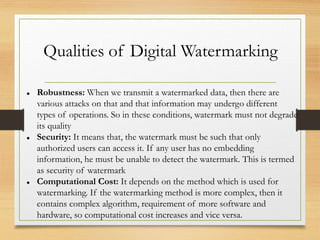 Digital watermarking techniques for security applications | PPT