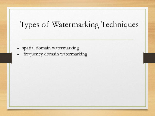 Digital watermarking techniques for security applications | PPT