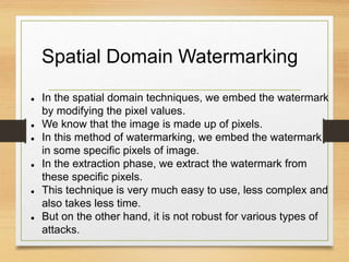 Digital watermarking techniques for security applications | PPT