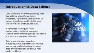 Data science technical seminar of cse dept | PPTX