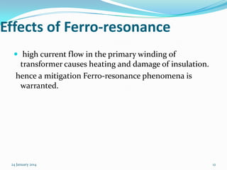 Ferro-resonance due to interruption of magnetizing currents of a cable ...