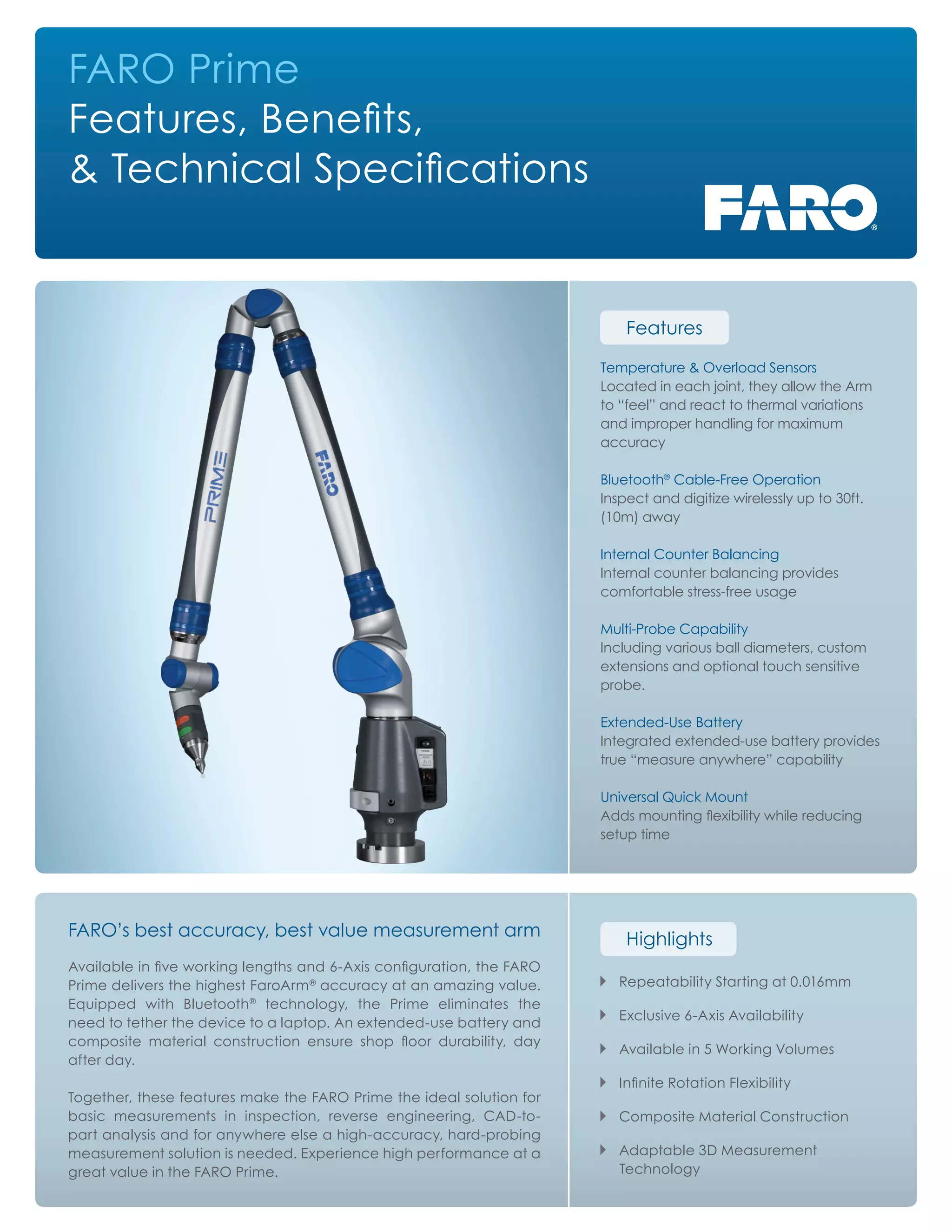 FARO Prime Arm-Tech Sheet | PDF