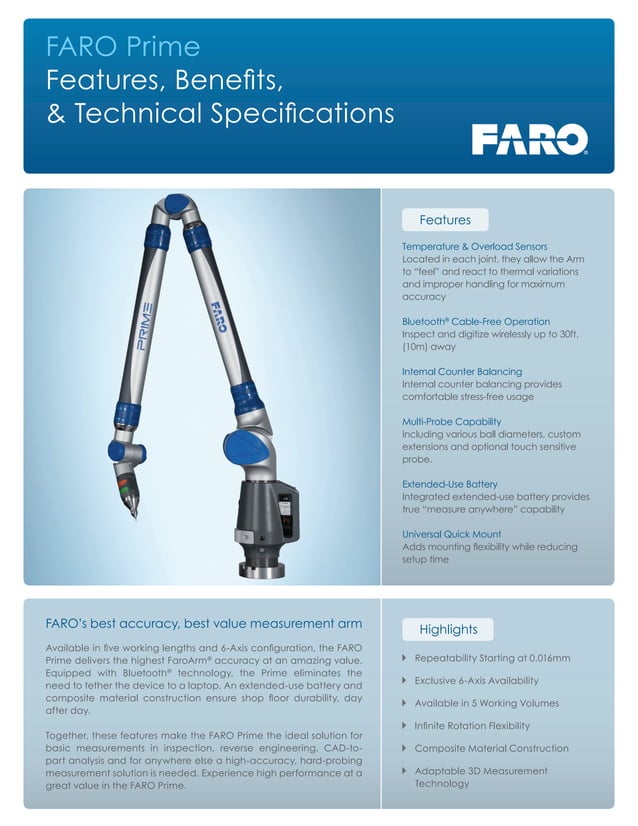 FARO Prime Arm-Tech Sheet | PDF
