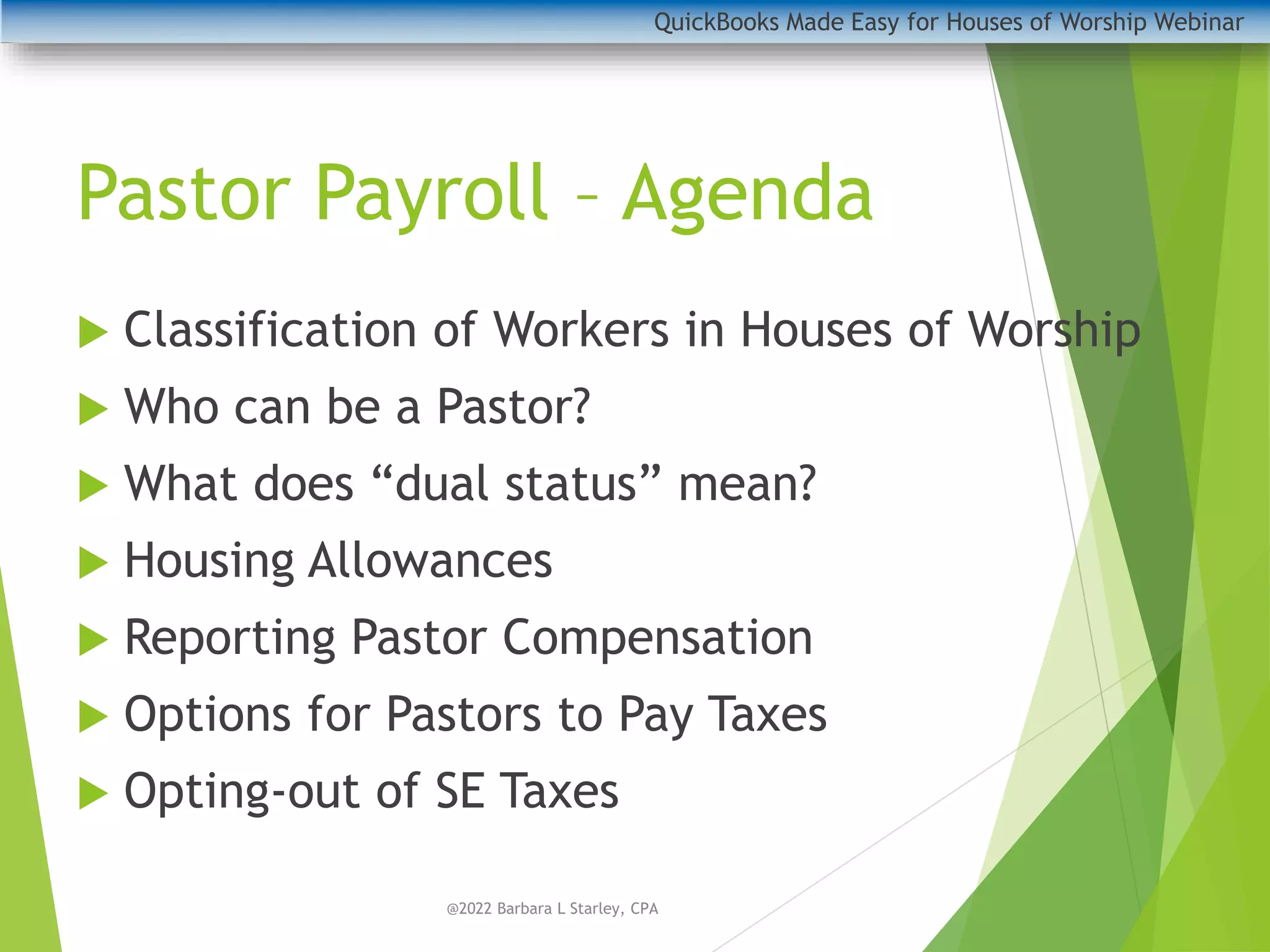 QuickBooks for Houses of Worship: Understanding Pastor Payroll August ...