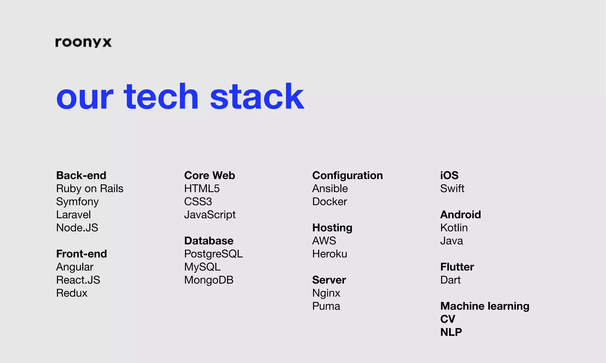 Roonyx Tech Stack | PDF
