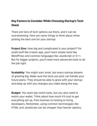 Building a Winning Tech Stack for Your Startup | PDF