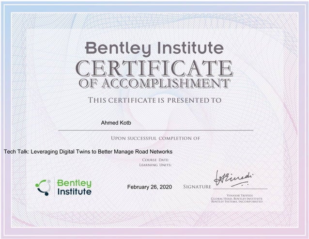 Certificate of Completion:"Tech talk leveraging digital twins to better ...