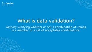 Tech talk - Data Validation with assertr | PPT