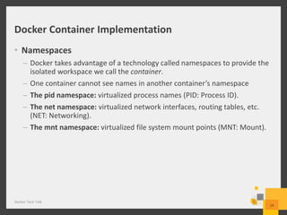 Tech talk on docker with demo | PPTX
