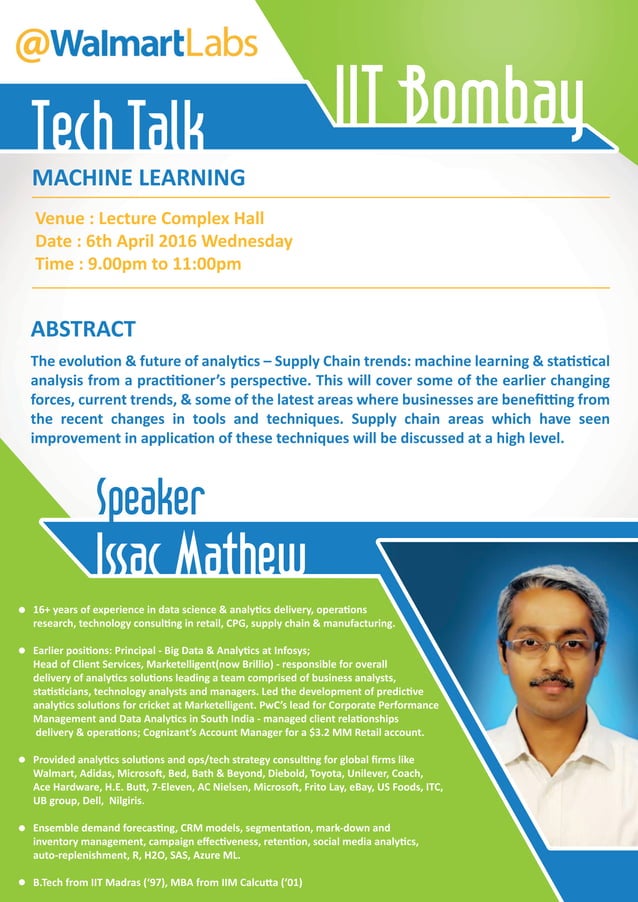 Tech Talk at IIT Bombay on Machine Learning | PDF | Business | Business ...