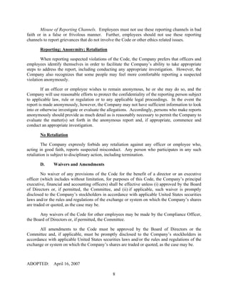 TechTarget Corporate Governance Code Of Business Conduct And Ethics | PDF