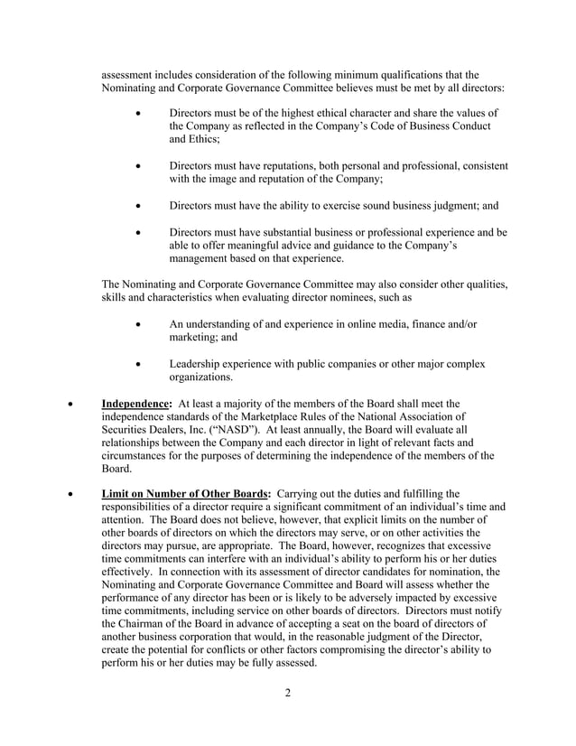 TechTarget Corporate Governance Corporate Governance Guidelines | PDF
