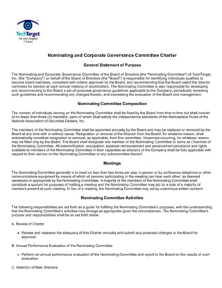 TechTarget Corporate Governance Nominating And Corporate Governance ...
