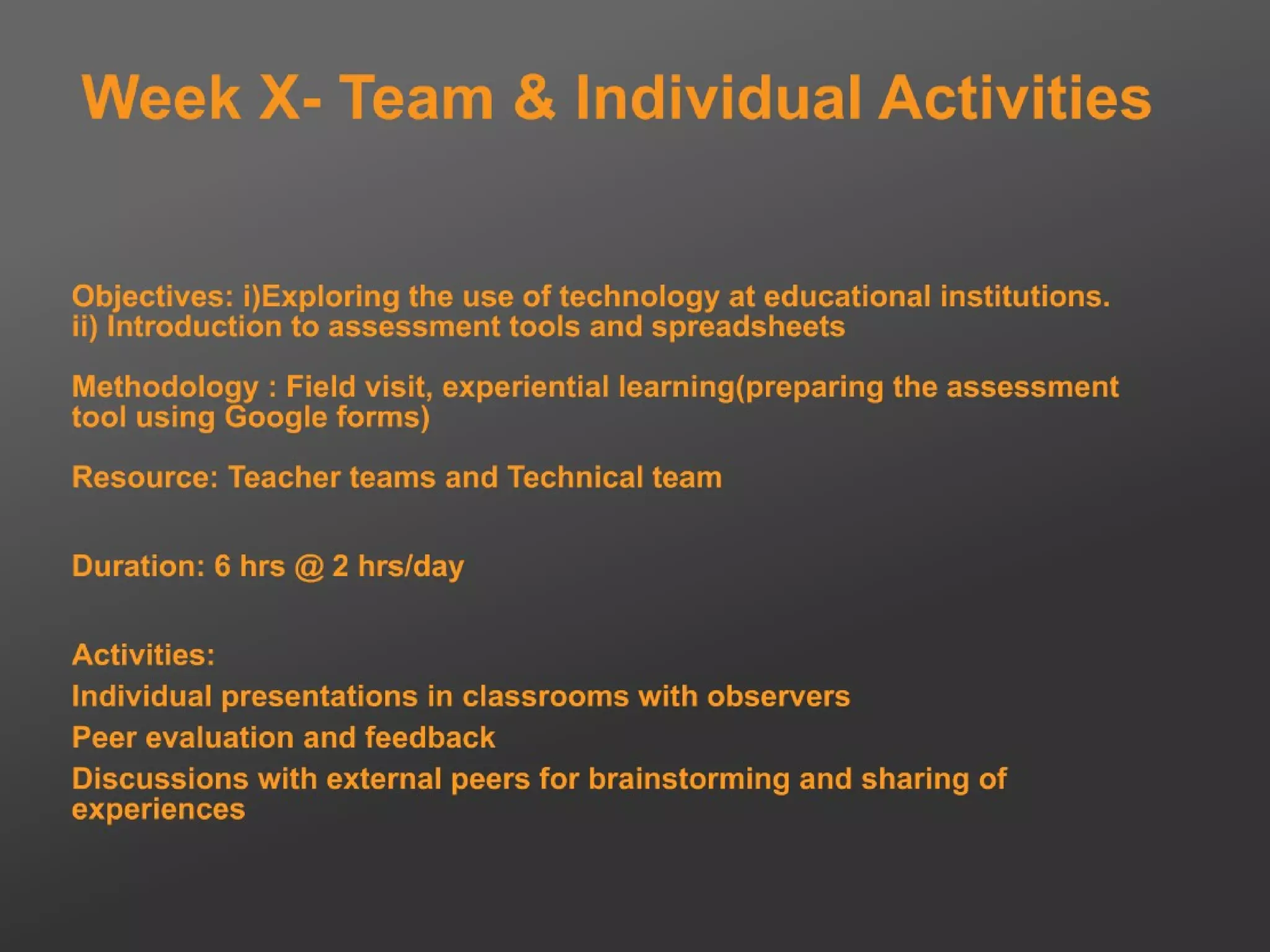 Techteach activity schedule | PPT