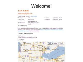 Welcome to Tech Toledo World Usability Day | PPT