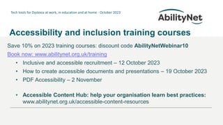 Tech Tools for Dyslexia at work, in education and at home | PPTX