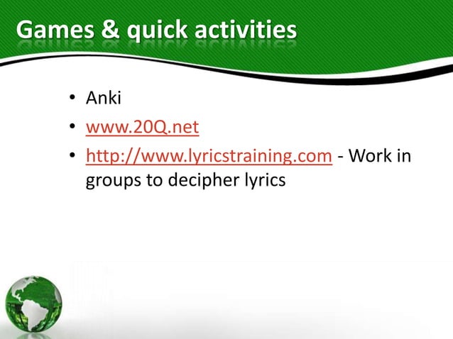 Technology tools for language learning | PPT