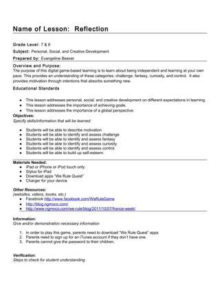 Tech Trends Reflection Lesson Plan | DOC | Educational Assessment ...