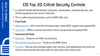 SynerComm's Tech TV series CIS Top 20 Critical Security Controls #3 | PPT