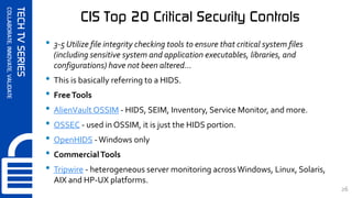 SynerComm's Tech TV series CIS Top 20 Critical Security Controls #3 | PPT