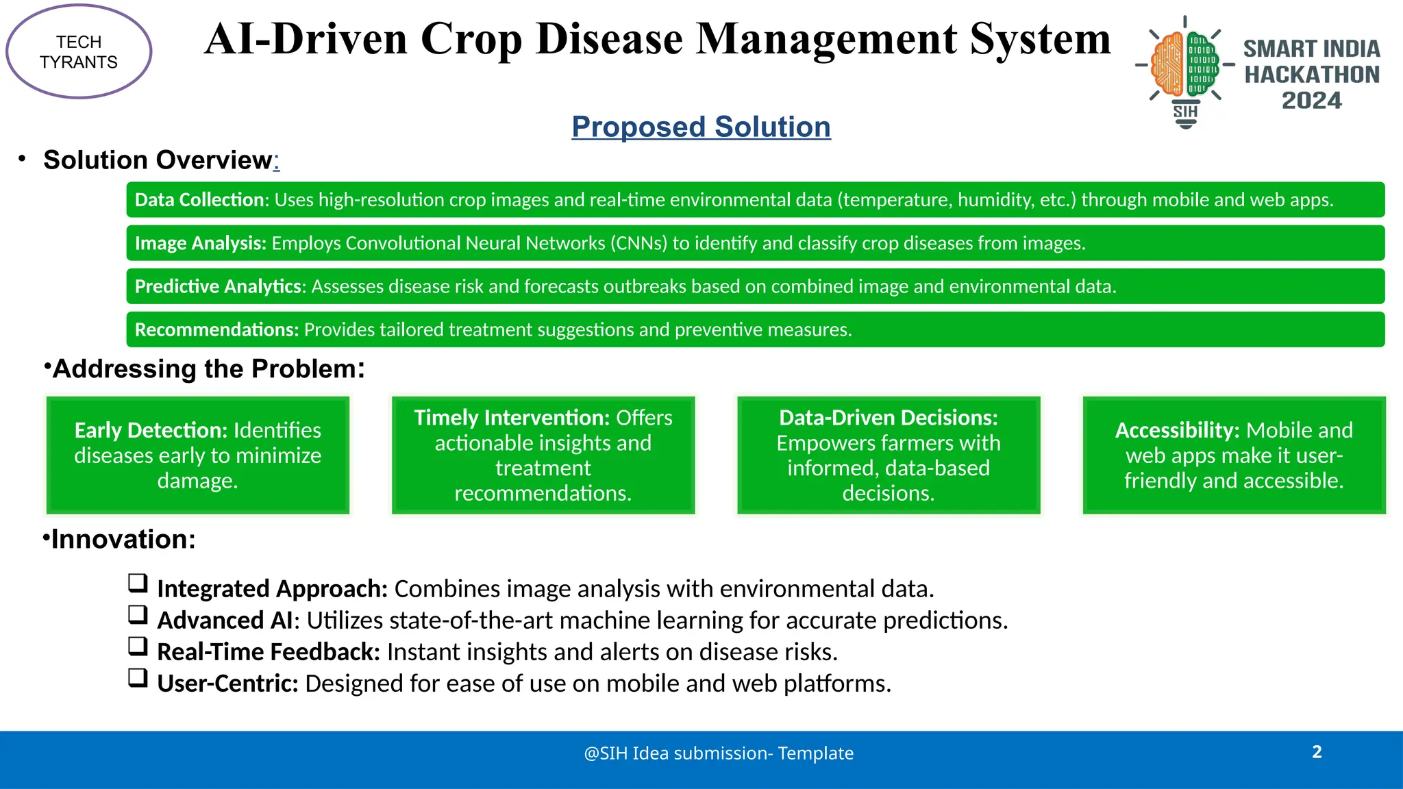 tech tyrants (1) AI-DRIVEN CROP DISEASE PREDICTION | PPTX