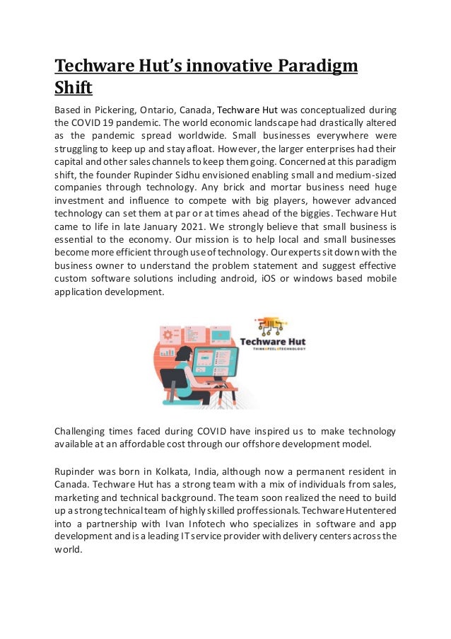 Techware Hut’s innovative Paradigm Shift | DOCX