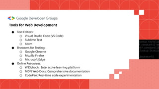 Tech Winter Break : Basics of Web Development | PPT