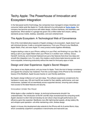 Techy Apple_ The Powerhouse of Innovation and Ecosystem Integration.pdf