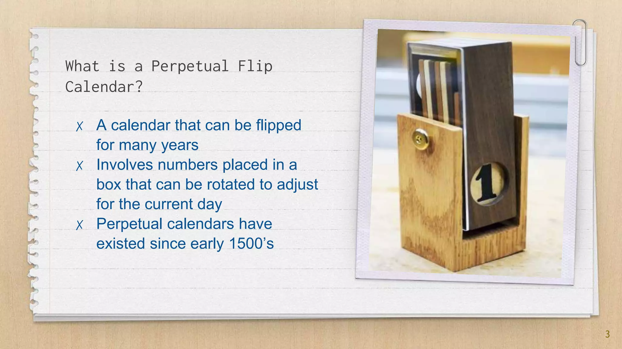 Perpetual Flip Calendar for Tech Project | PPT