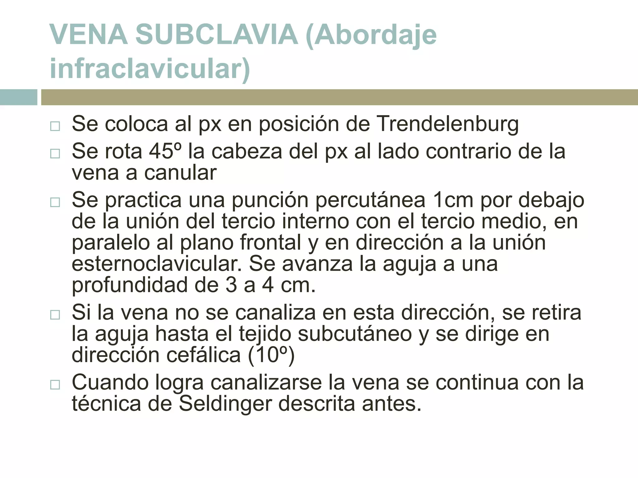 Tecnica de colocación de cateter venoso central | PPTX