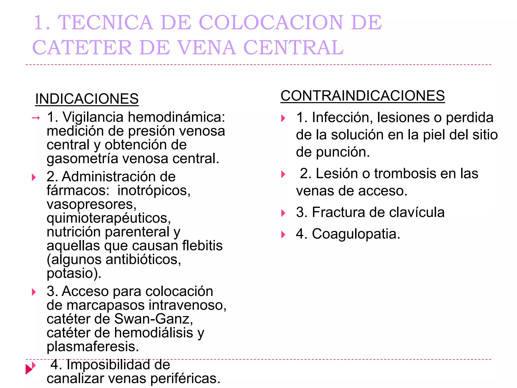 Técnica de colocación de catéter venoso central | PPTX