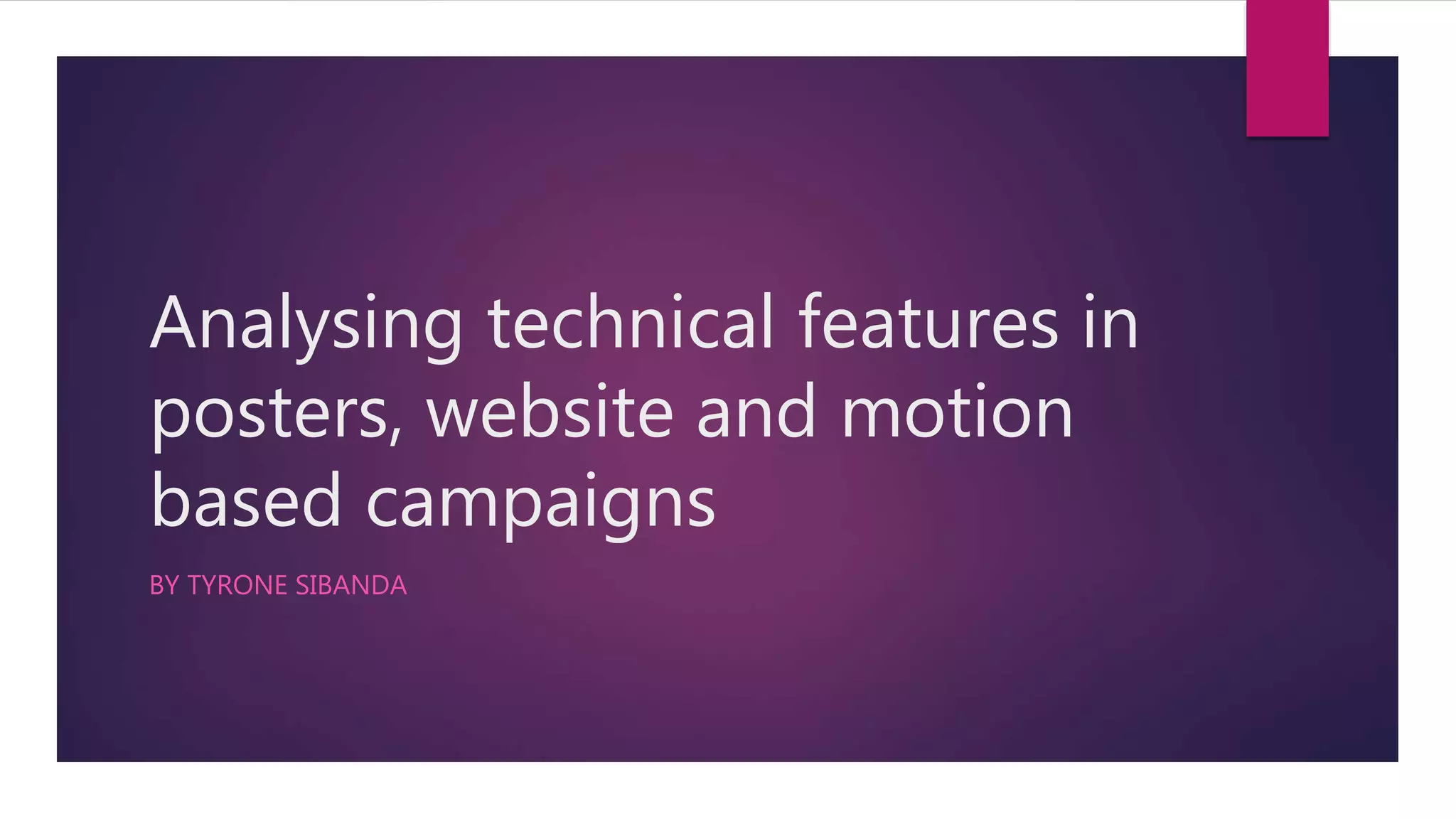 Analysing technical features in posters, website and motion based ...