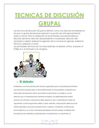 Temas De Discusión En Grupo