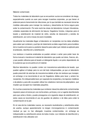 Tecnicas y procedimientos de limpieza de materiales de laboratorio | DOCX