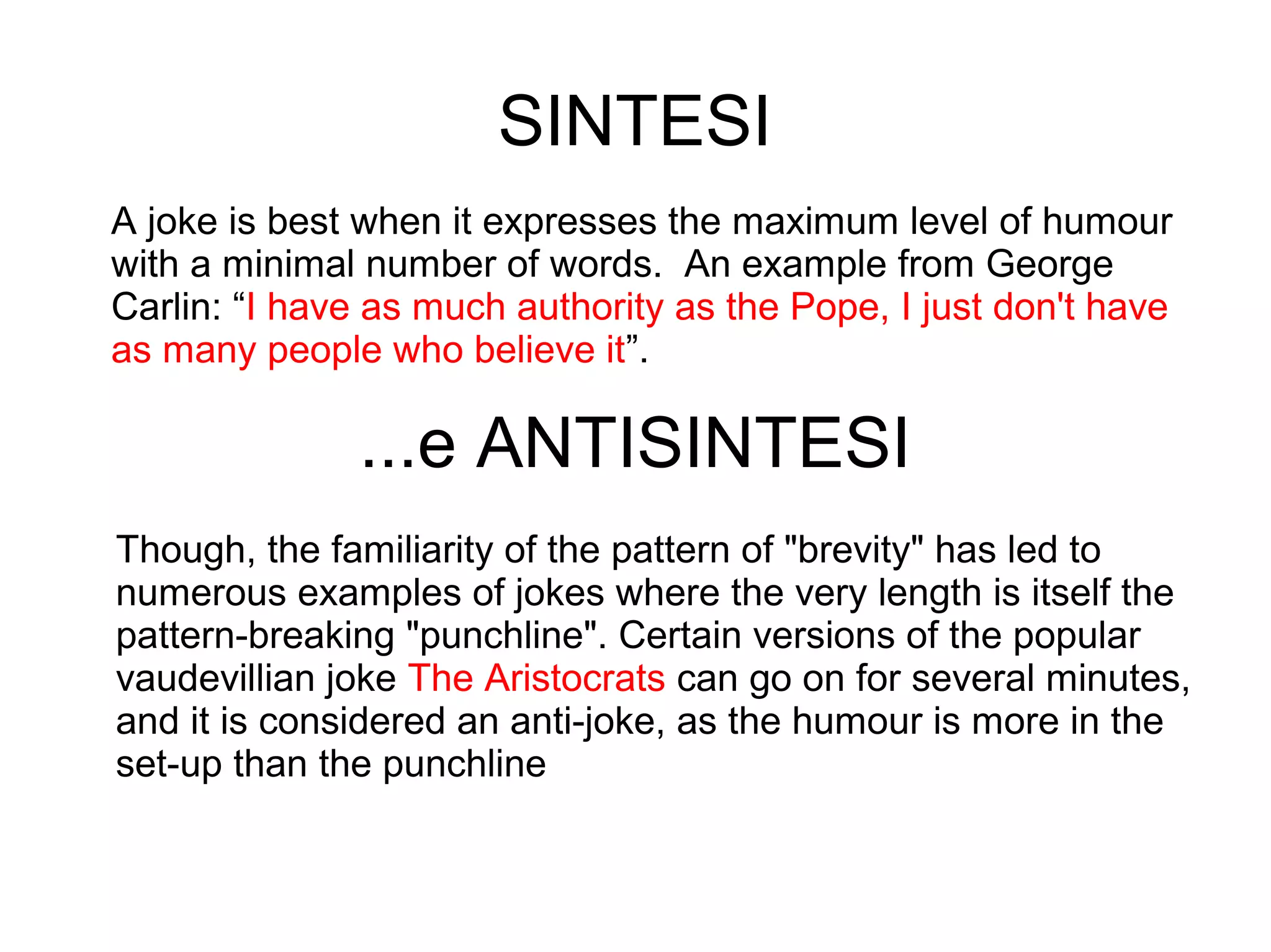 Tecniche di comicità | PPT